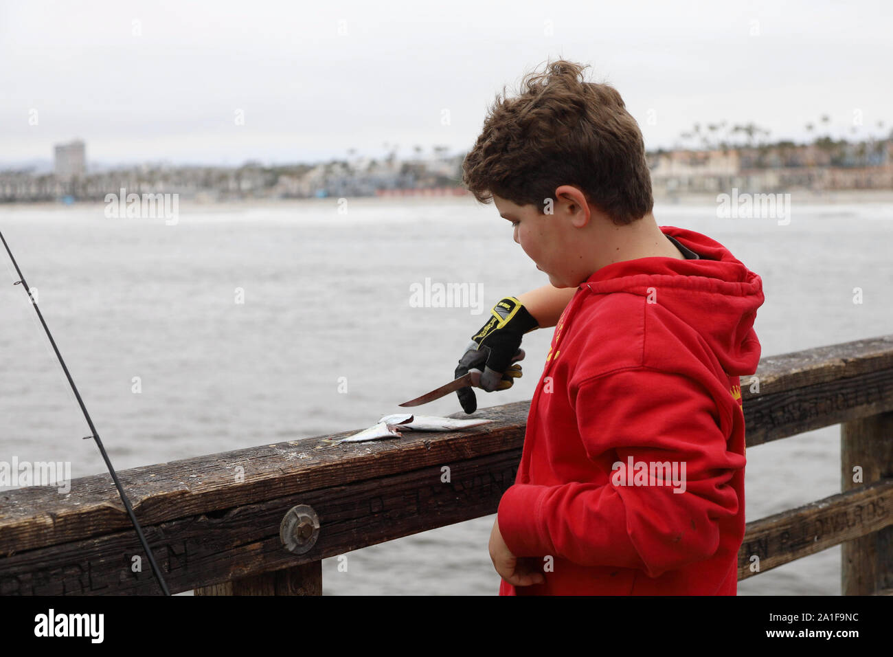 Boy fishing off dock hi-res stock photography and images - Alamy