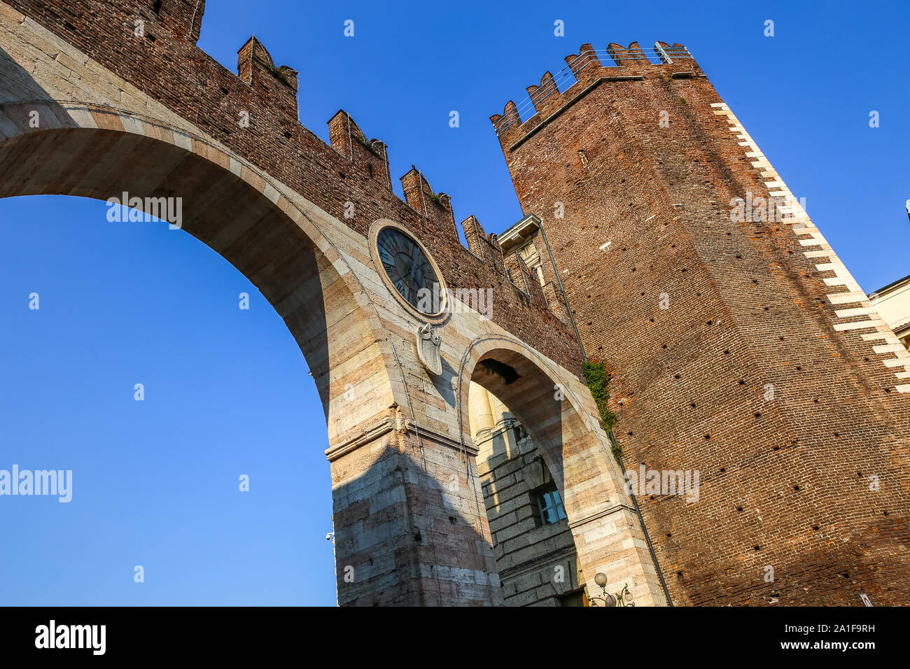 Verona (Italy) - detail of the Brà gates, Verona gate built along the ...