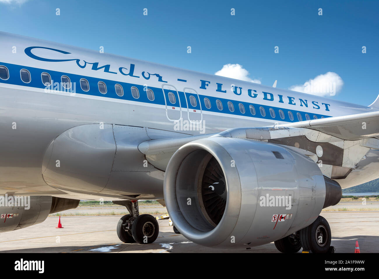 Ibiza, Spain - June 03. 2013 : Condor Airbus A320-200 "Hans" with the ...
