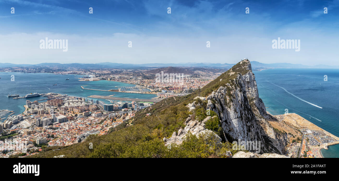 High view of Gibraltar with the harbor and cruise Stock Photo - Alamy