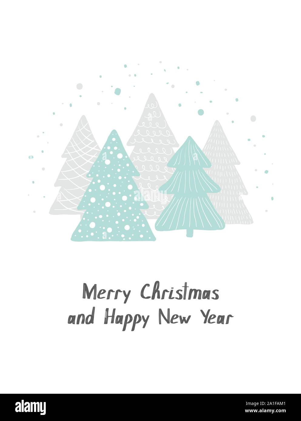 Merry Christmas and Happy New Year. Vector greeting card. Scandinavian ...