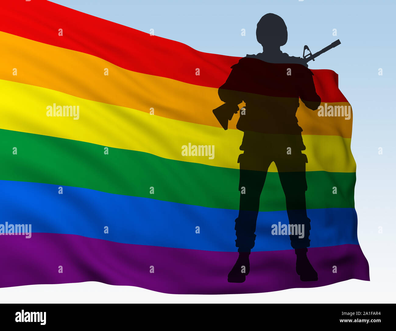 silhouette soldier against flag LGBT. 3d rendering Stock Photo - Alamy