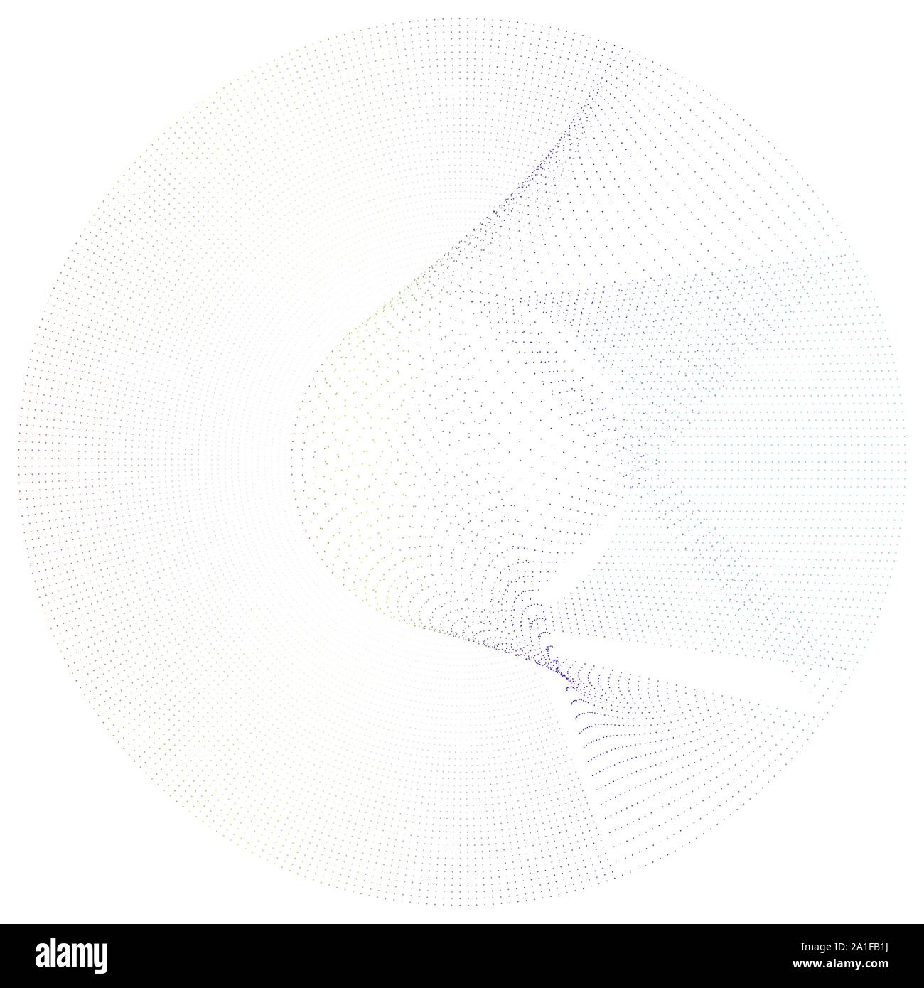 Radial element with random dots, circles, rings as particles. Diffusion ...