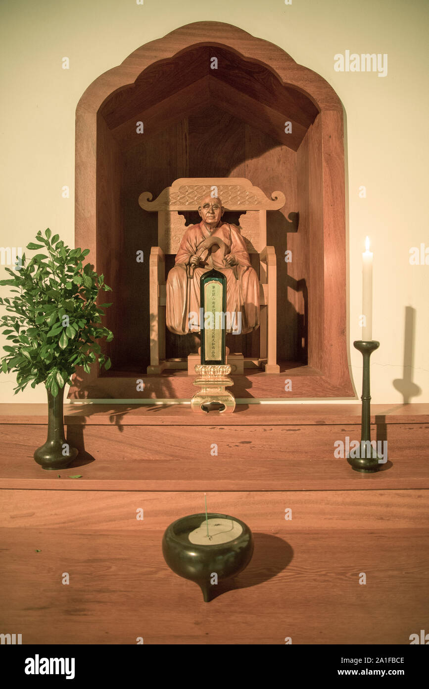 Buddhist altar in the Zen Monastery of Ibiracu, Espirito Santo, Brazil ...