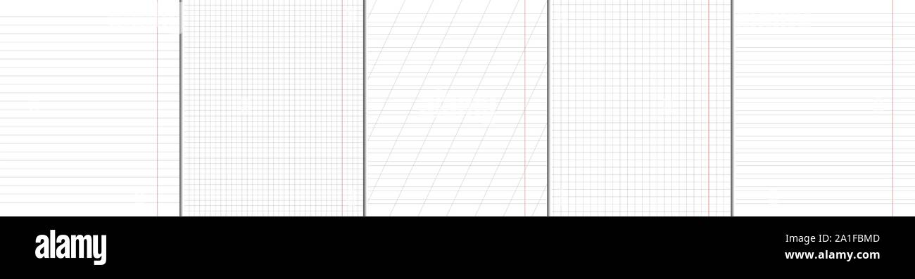 School notebook vertical paper sheets pattern set Stock Vector Image ...