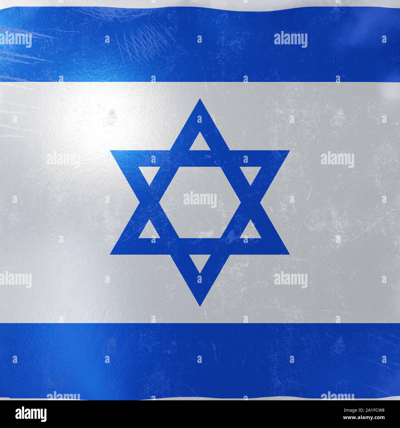 3d rendering of a rusty and old Israel flag on a metallic surface Stock ...