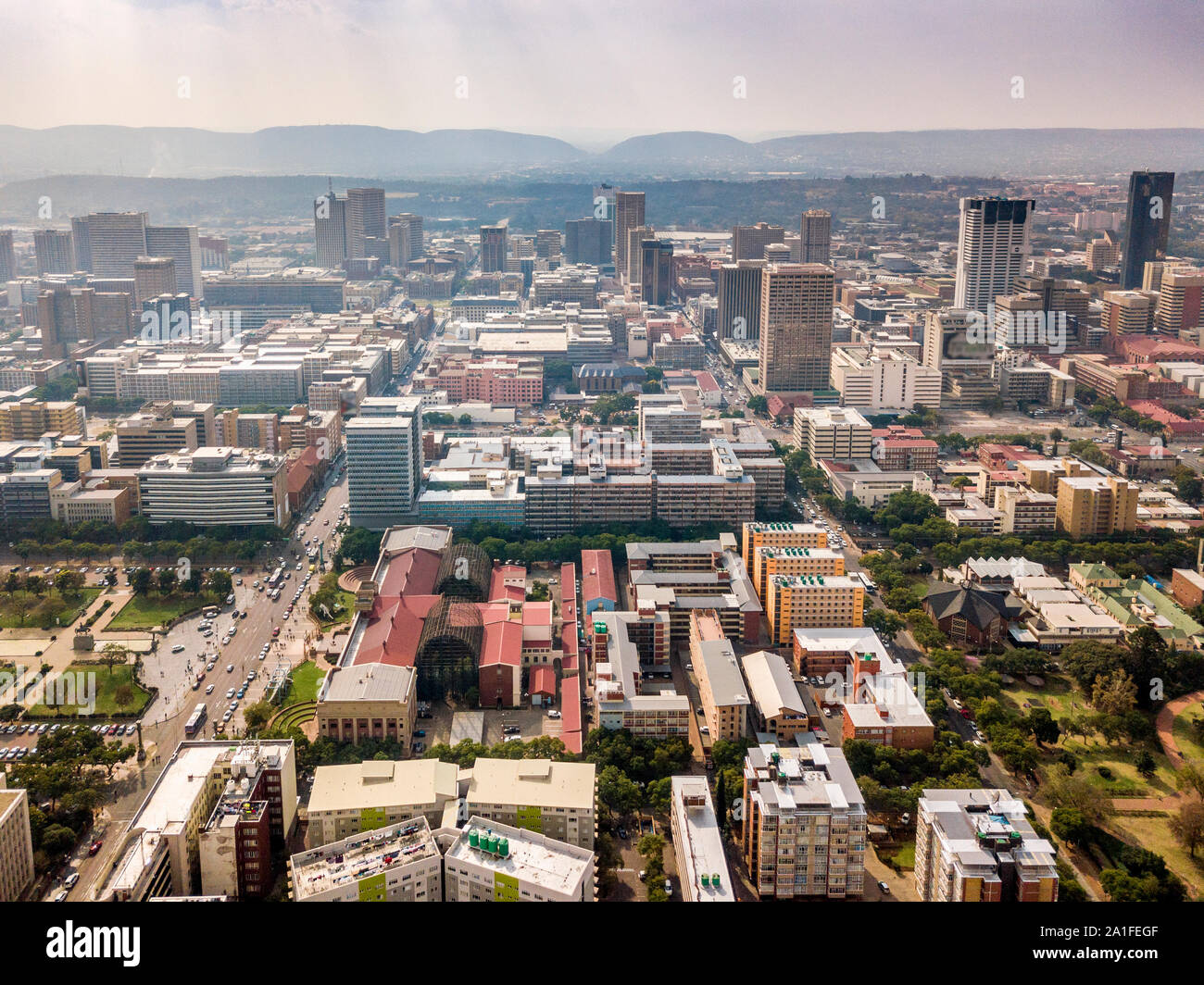 Aerial view of highrises of pretoria downtown hi-res stock photography ...