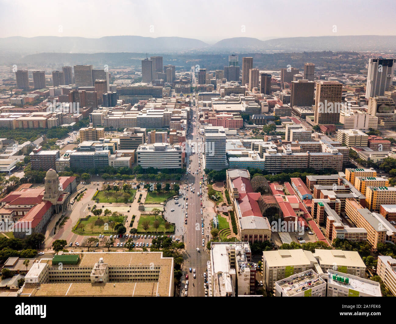 Aerial view of highrises of pretoria downtown hi-res stock photography ...