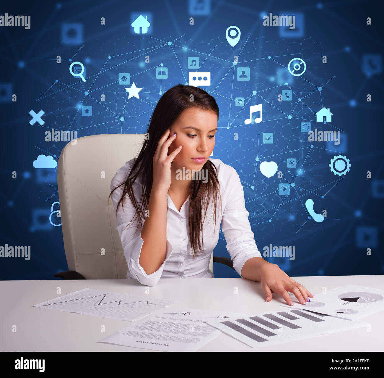 Secretary work with office and multitask concept Stock Photo - Alamy
