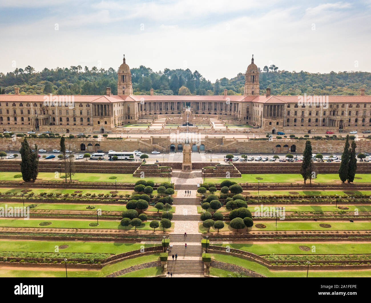 Aerial view of Nelson Mandela Garden and Union Buildings, house of ...