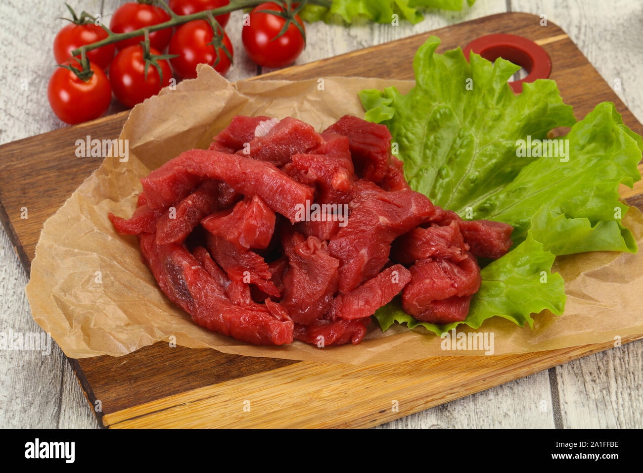 Raw beef meat sliced ready for cooking Stock Photo - Alamy
