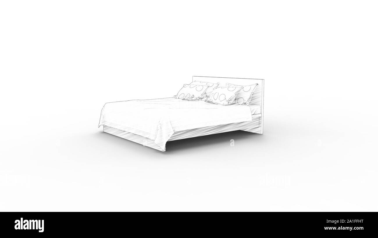 3d rendering of a bed isolated in white studio background Stock Photo ...