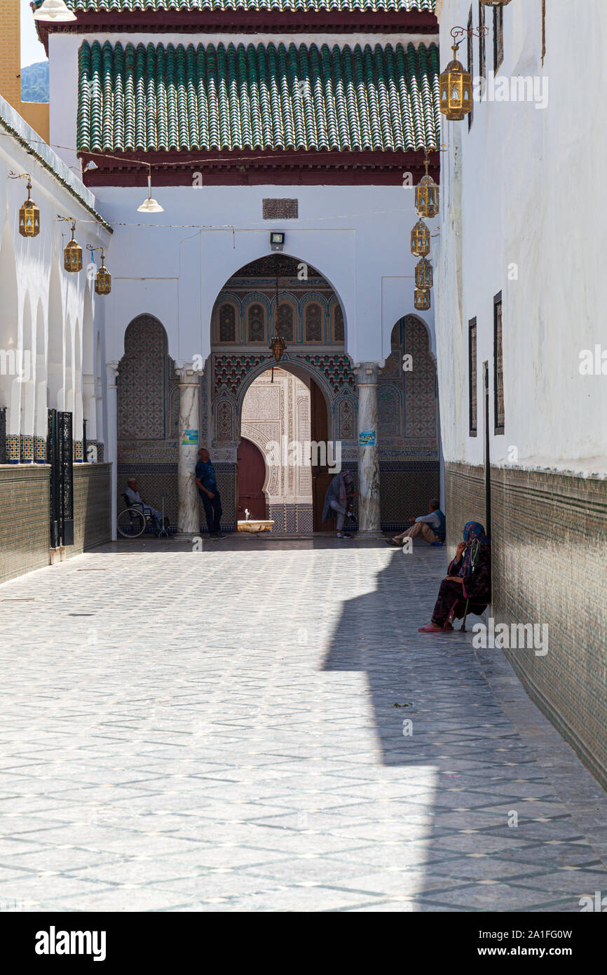 Entrance to Mosque and Tomb of Moulay Idriss 1er. Moulay Idriss Zerhoun ...