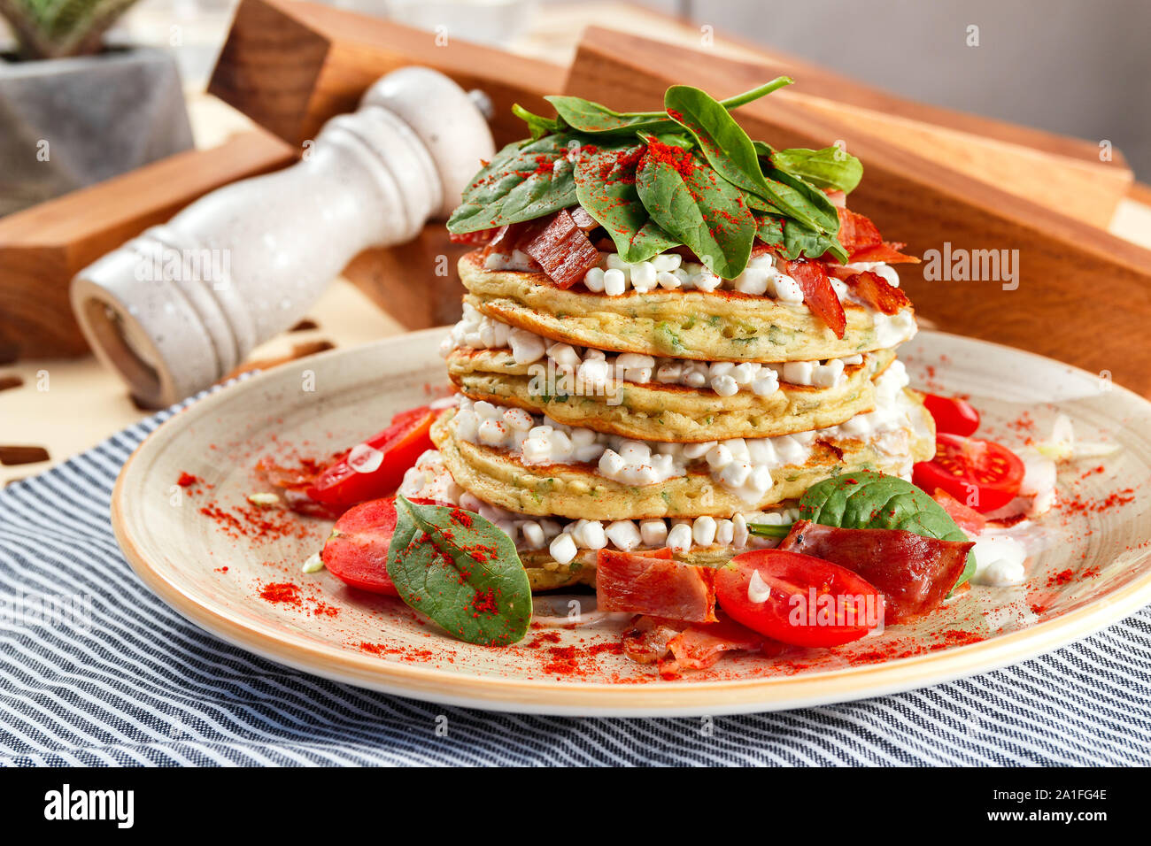 Pancake Brunch with cottage cheese Stock Photo - Alamy