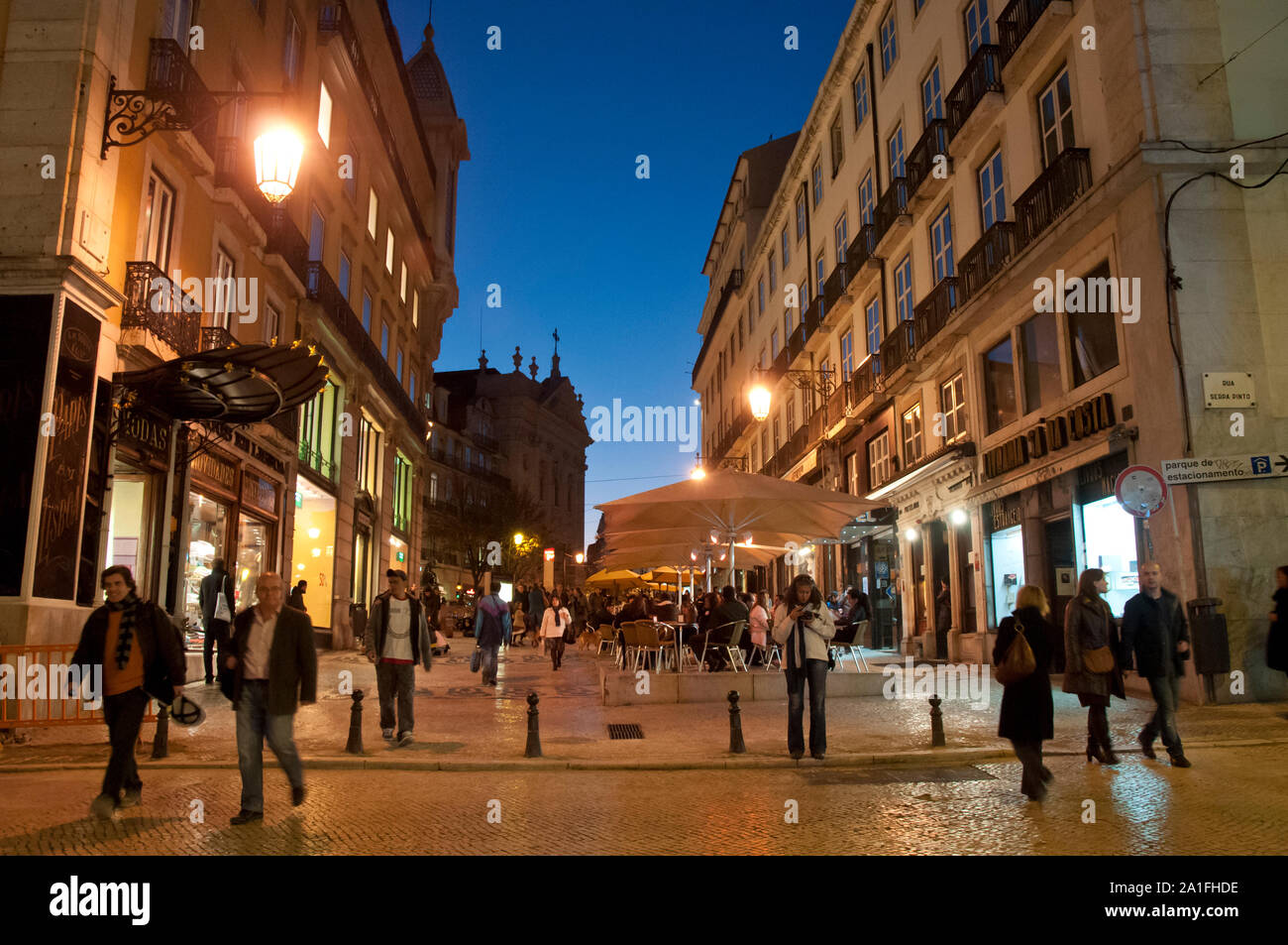 Chiado square in the historic centre of Lisbon. Portugal Stock Photo ...