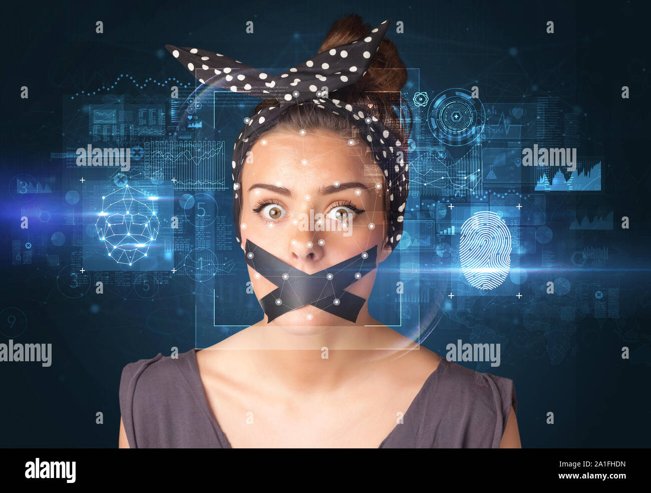 Biometric verification - face and fingerprint detection concept Stock ...