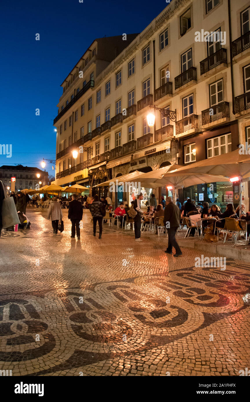 Chiado square in the historic centre of Lisbon. Portugal Stock Photo ...