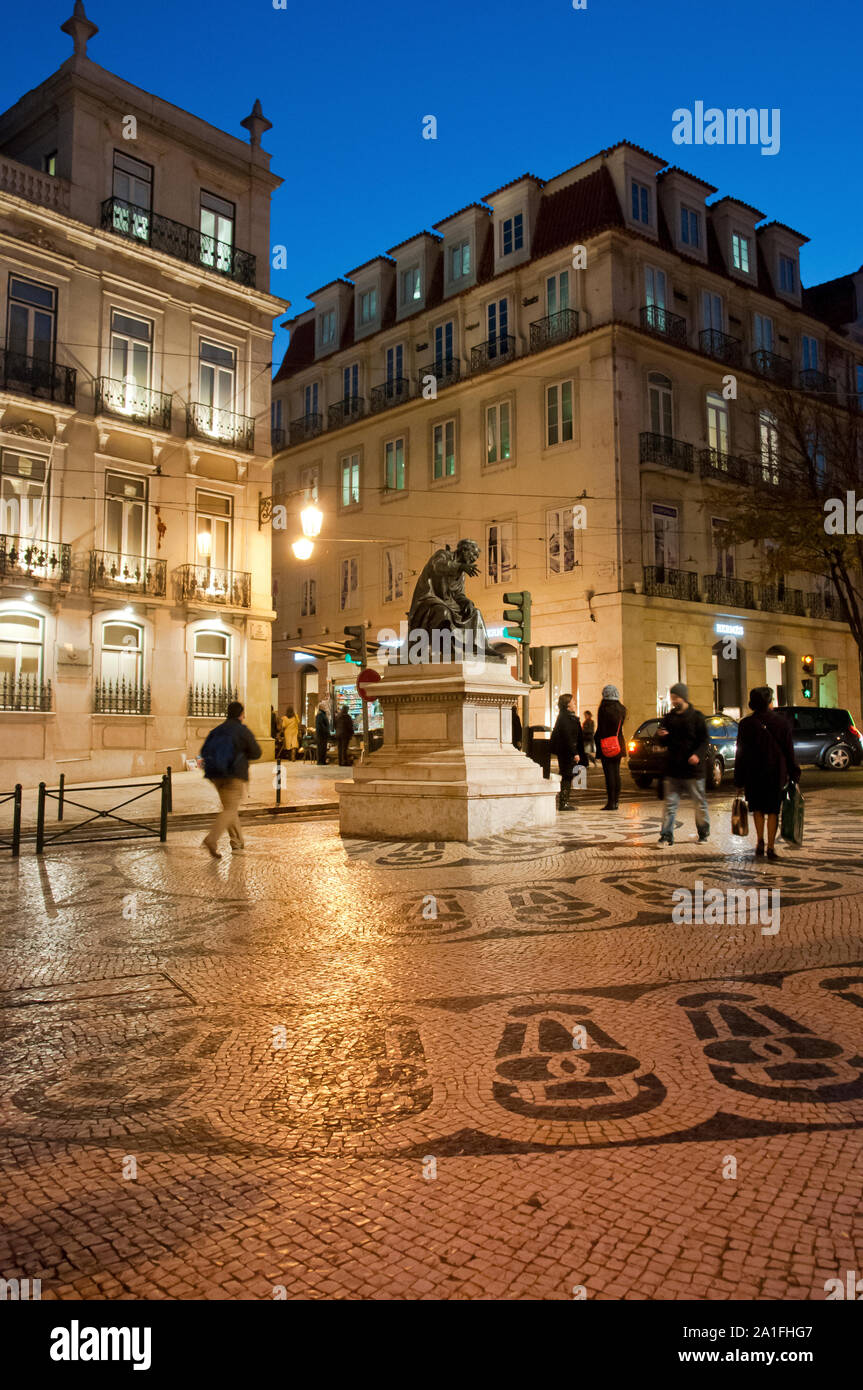 Chiado square in the historic centre of Lisbon. Portugal Stock Photo ...