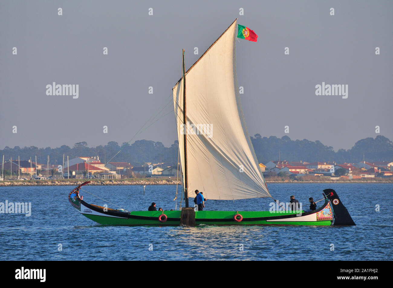 Moliceiro, a traditional boat in the Aveiro river. Portugal Stock Photo ...