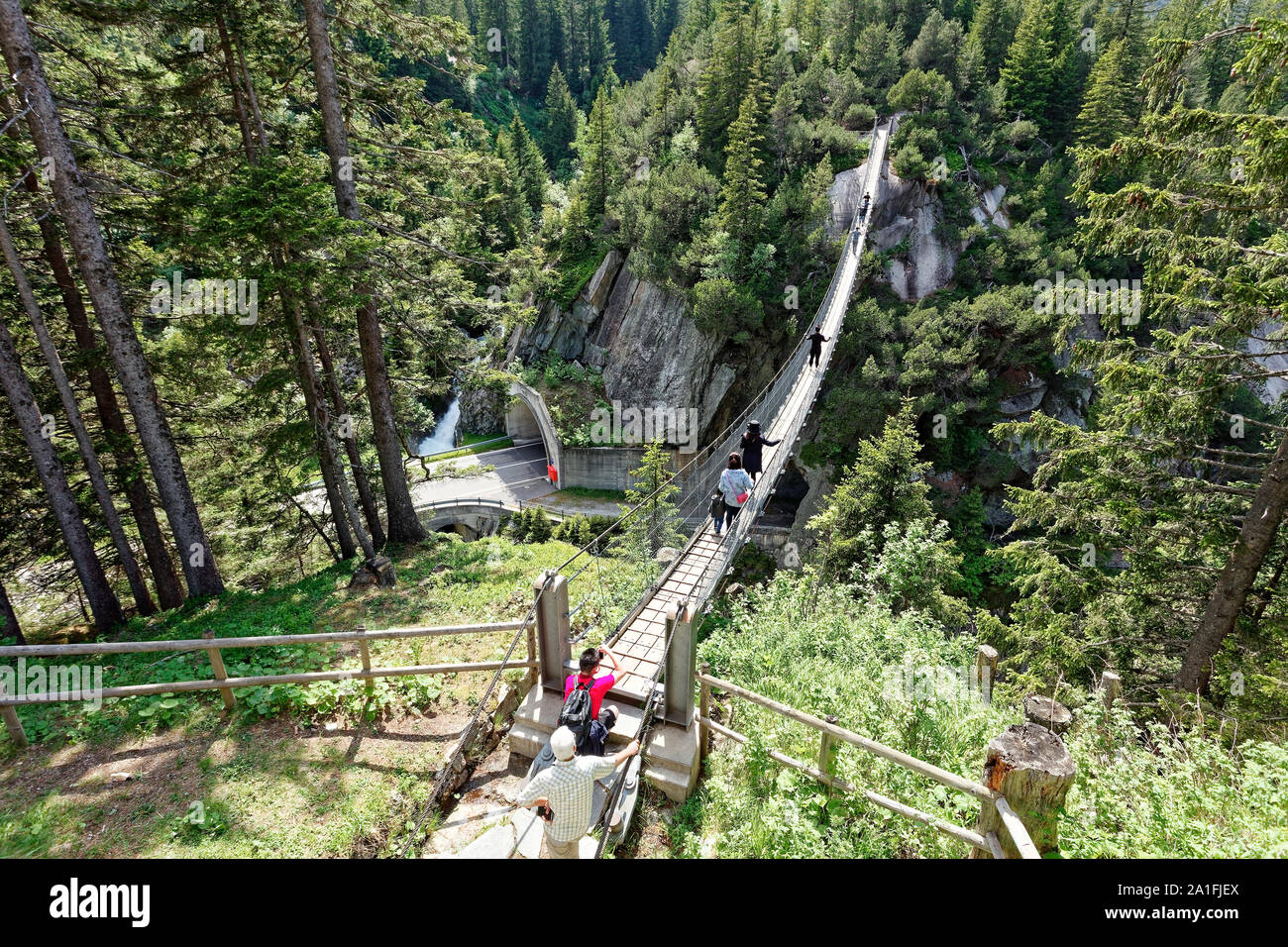 Handegg, canton Bern, Switzerland - Juni 19, 2019: Tourists exploring ...