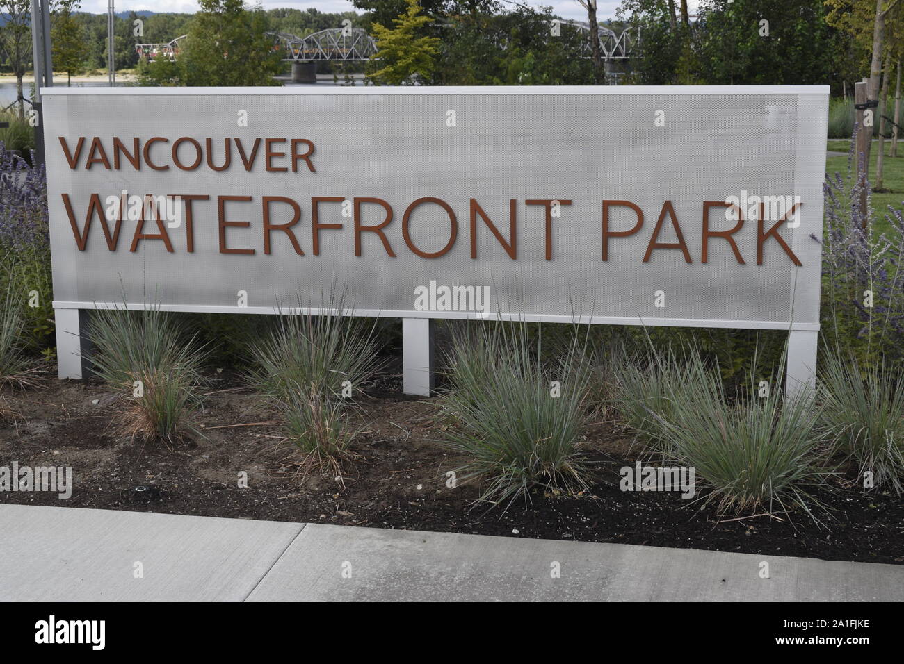 The new sign for Vancouver Waterfront Park at the West entrance to the ...