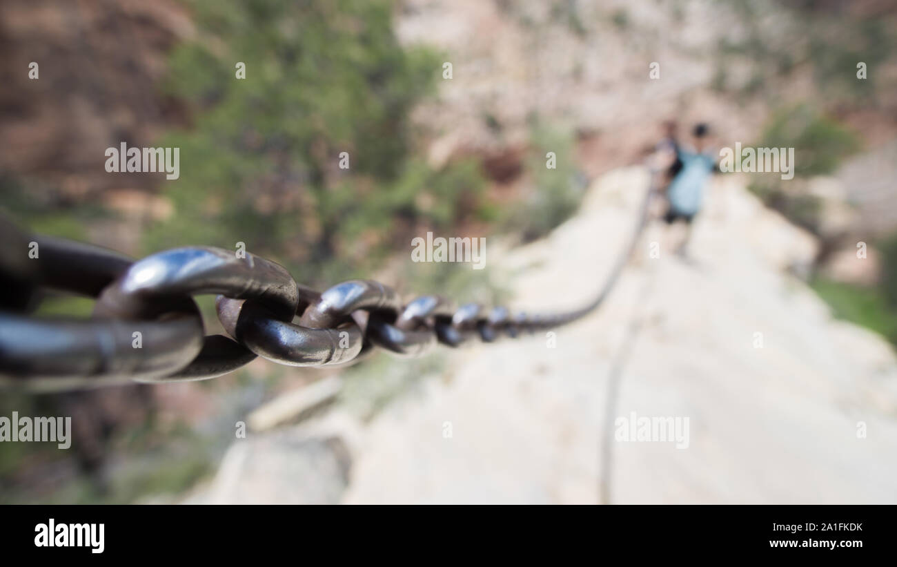 Close up of the wire ropes, tightropes at the angels landing in the ...