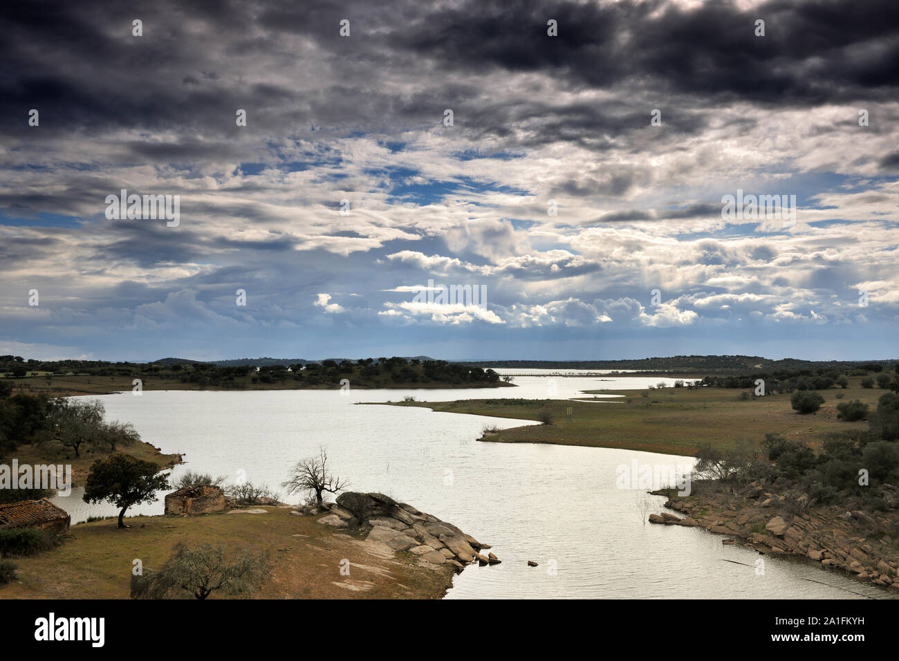 Alqueva dam, the largest artificial lake in Western Europe. Alentejo ...