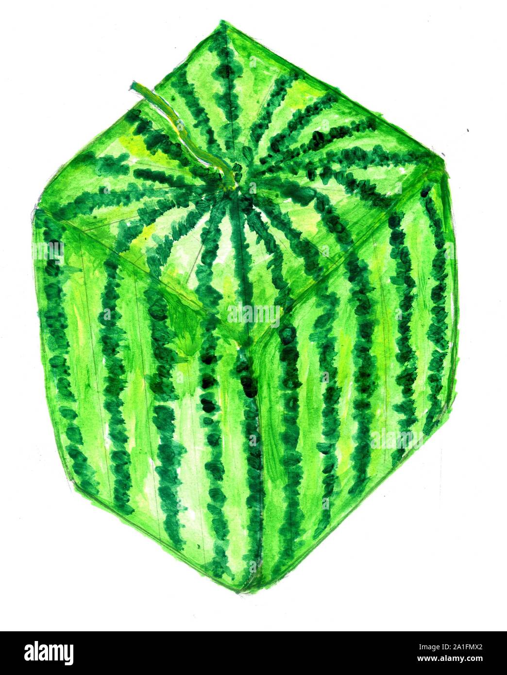 Watercolor and acrylic painted tasty watermelon, hand drawn fruit ...