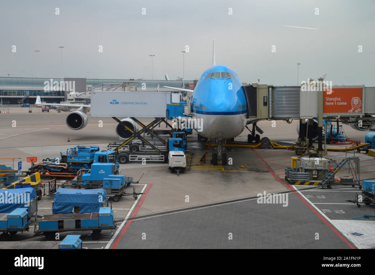Catering Services At At Work At A KLM Plane At Schiphol Airport At ...