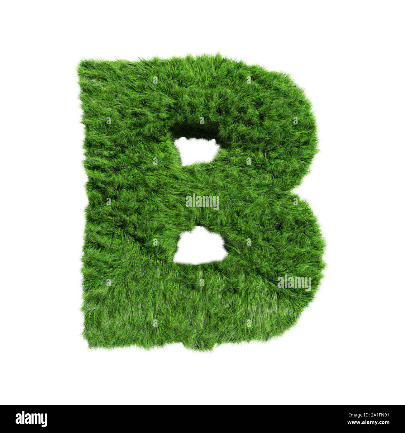 Grass alphabet, letter B. Isolated on white 3D illustration Stock Photo ...