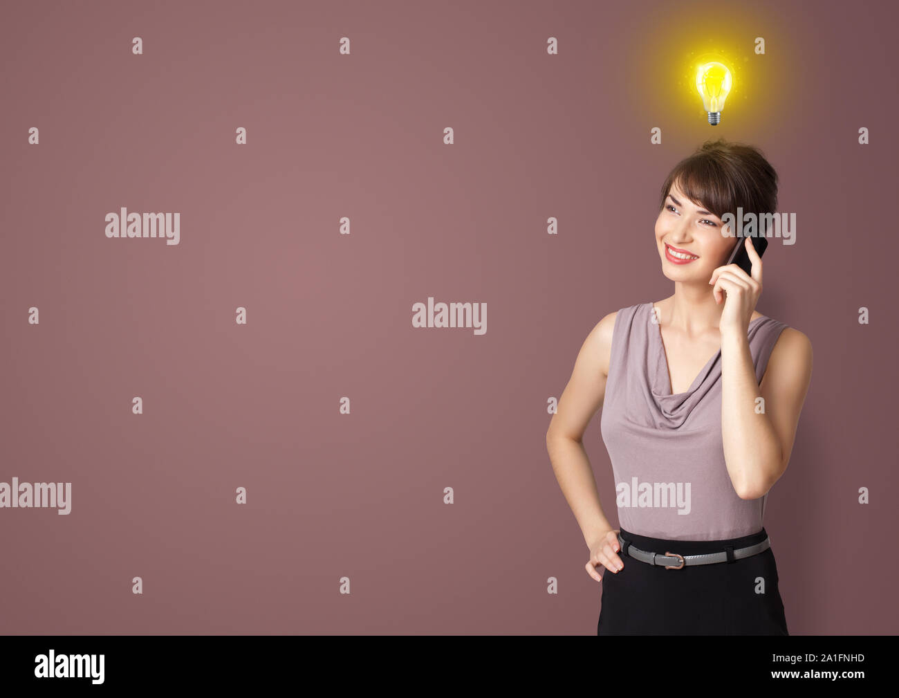 Young smiling person presenting new idea concept Stock Photo - Alamy
