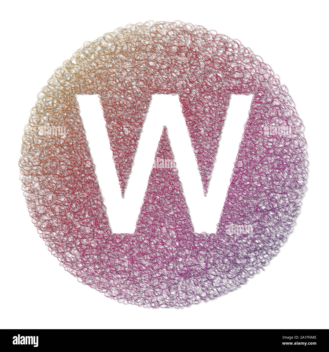 Hand made letter W drawn with graphic pen on white background - High ...