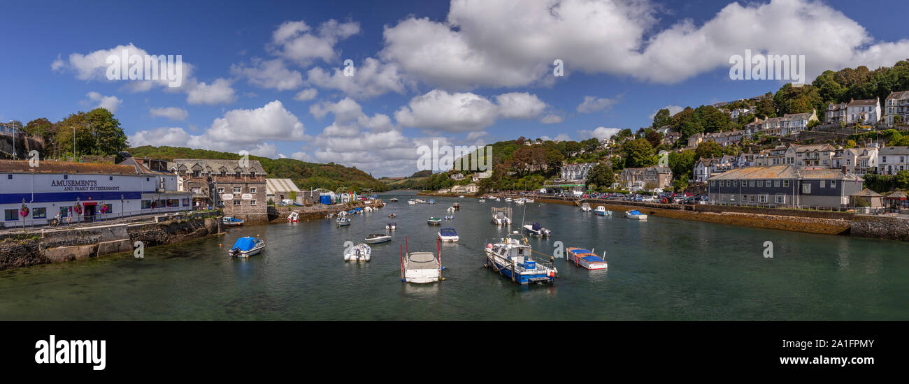 Panoramic view of Looe harbour, Cornwall, England Stock Photo - Alamy