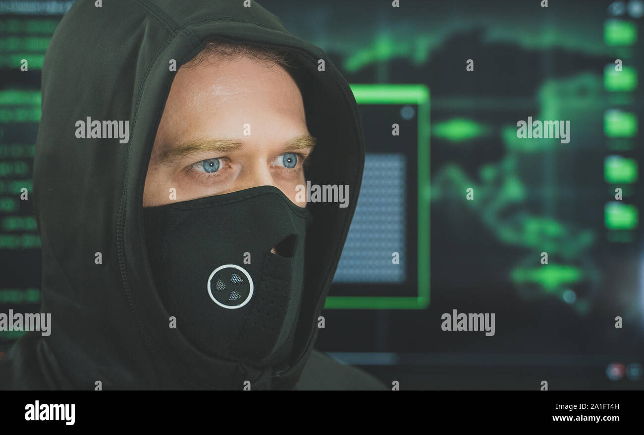 Man anonymous mask hacking binary hi-res stock photography and images - Alamy
