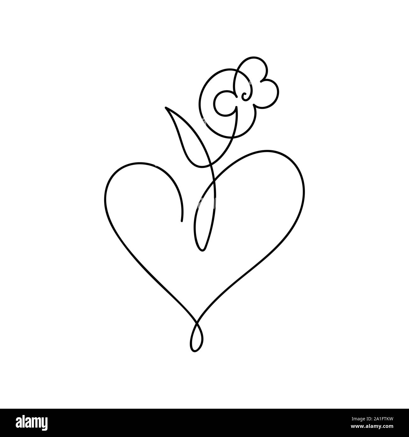 Flower And Heart Drawings