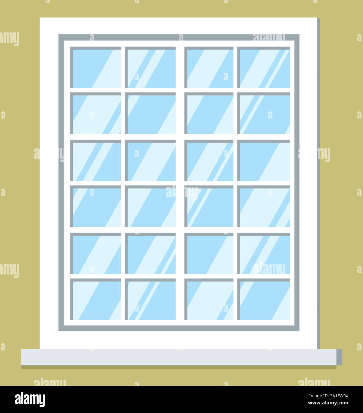 window, big white glass frame interior construction isolated Stock ...