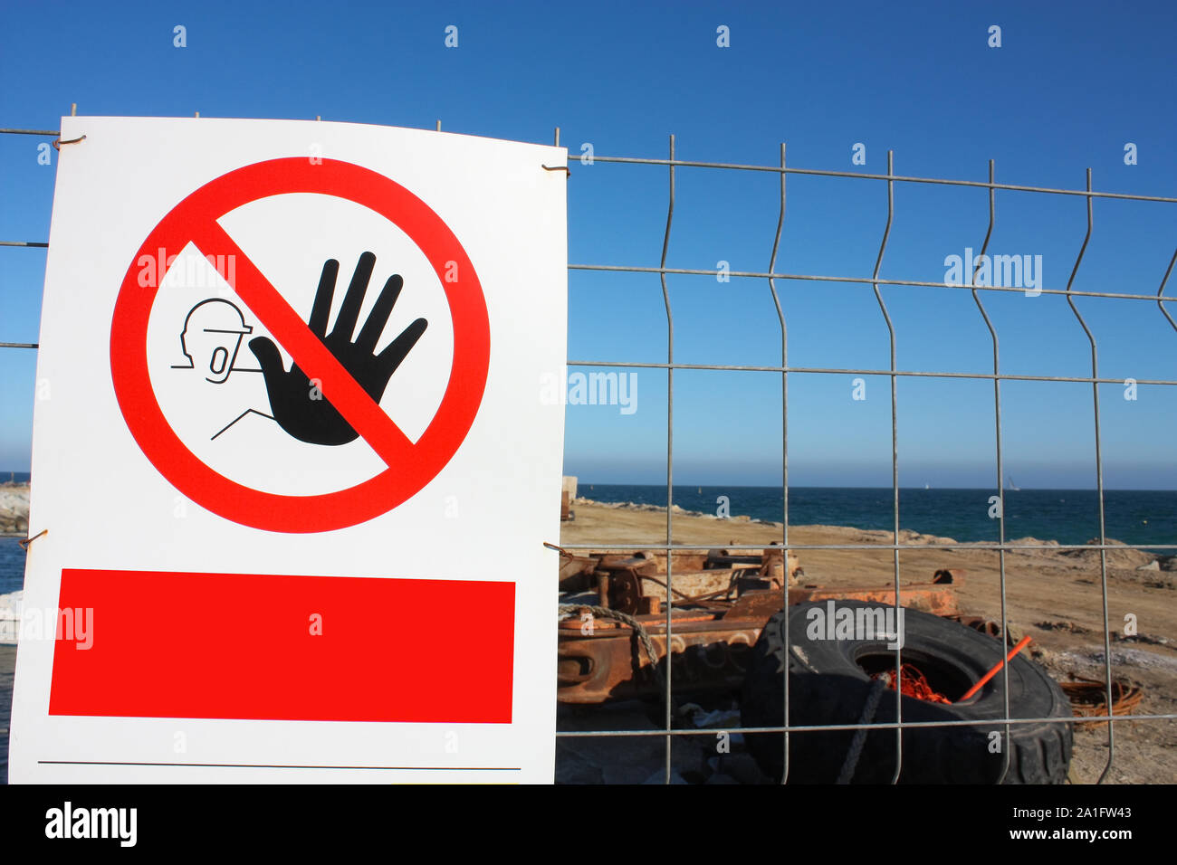 Work with warning sign: no pass Stock Photo - Alamy