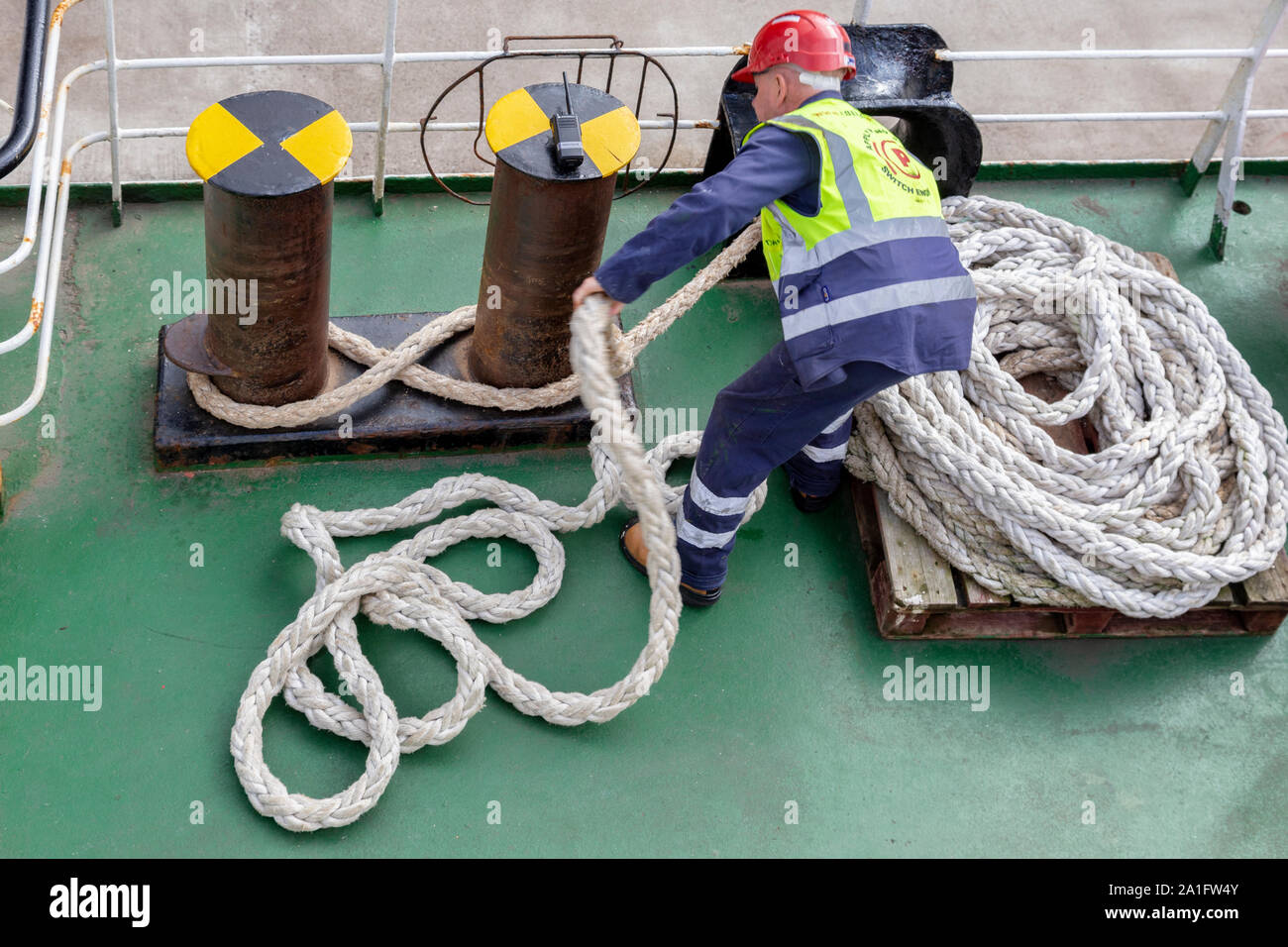man on ship letting loose Stock Photo - Alamy