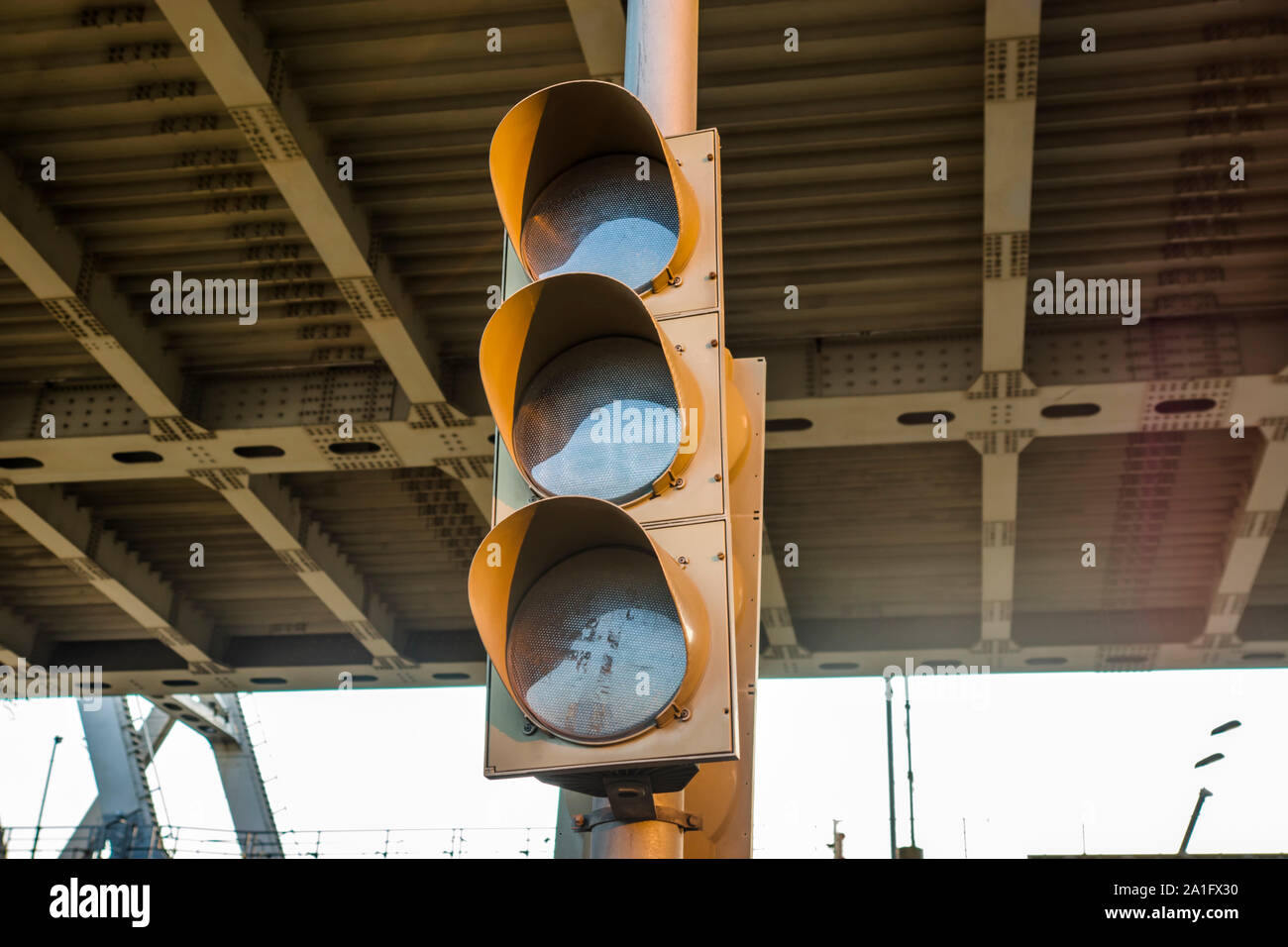 Moscow, Russia - September 12, 2019: old traffic light at a dead end ...
