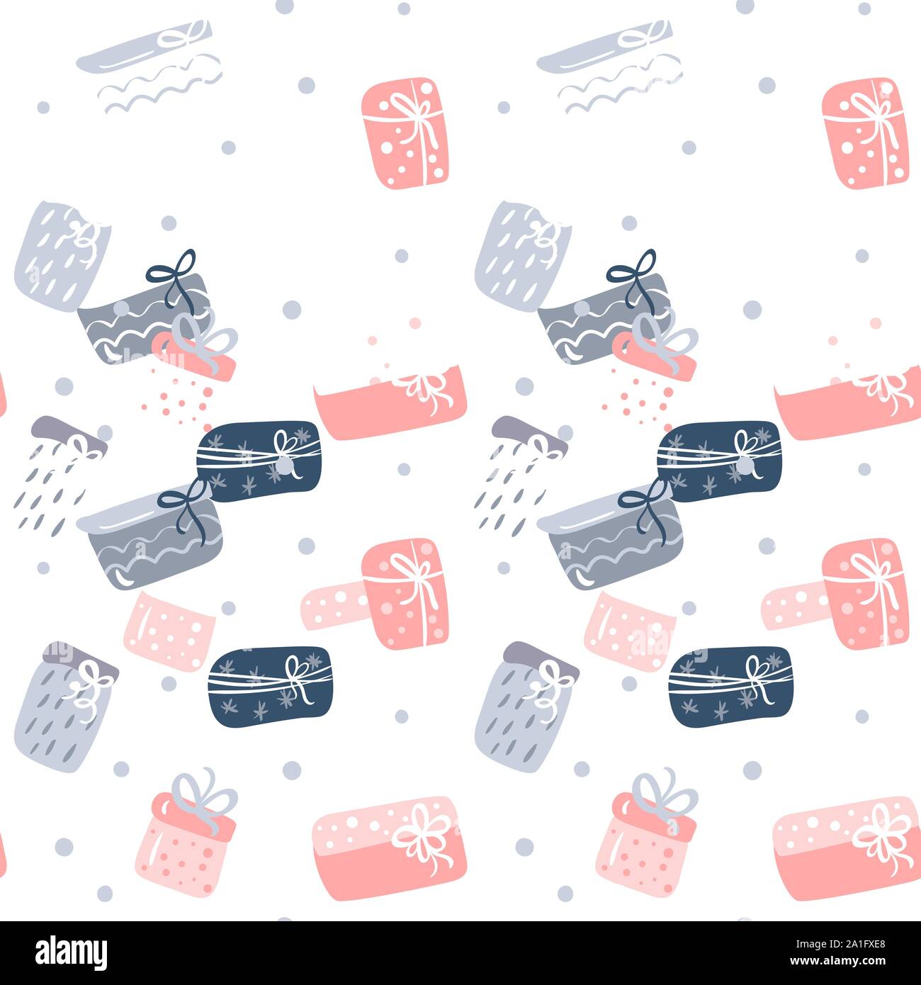 Seamless pattern texture with hand drawn gift boxes with bows and ...