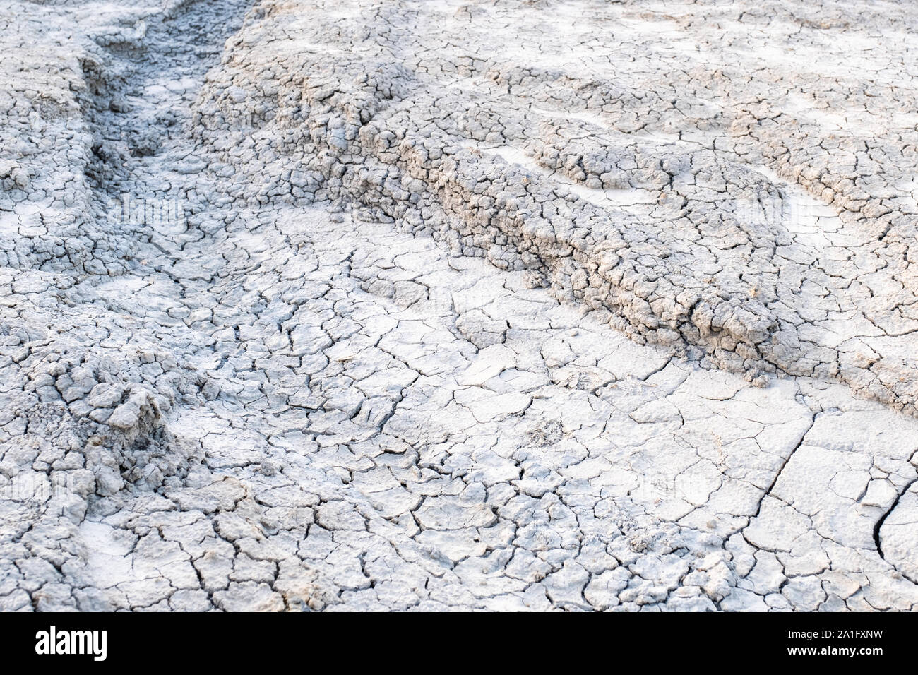Dried ground with cracks. Grey land us a symbol ecological catastrophe ...