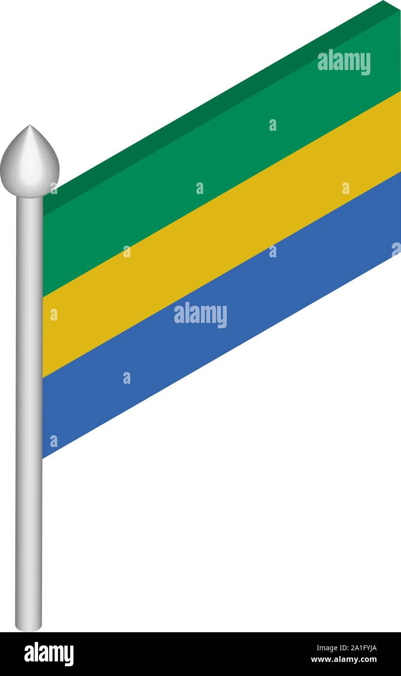 Isometric Illustration of Flagpole with Gabon Flag Stock Vector Image ...