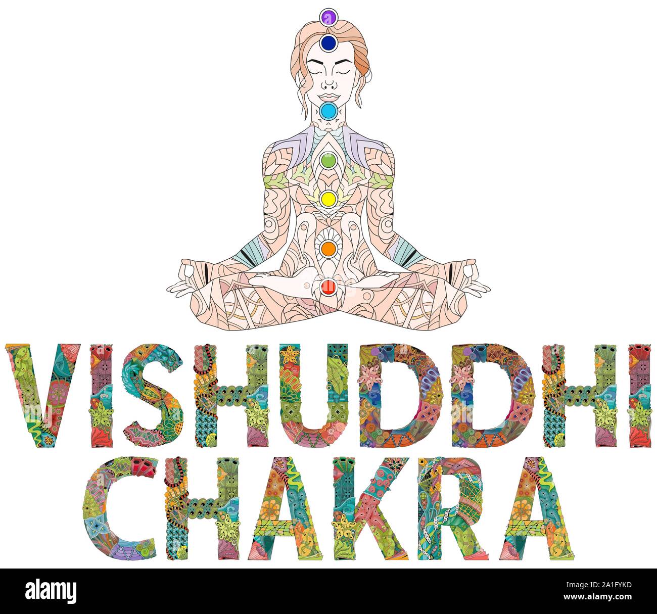 Vishuddhi Chakra. Vector zentangle object for decoration Stock Vector ...