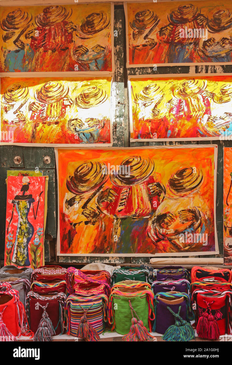 Paintings and crafts typical of the Andean culture Stock Photo - Alamy