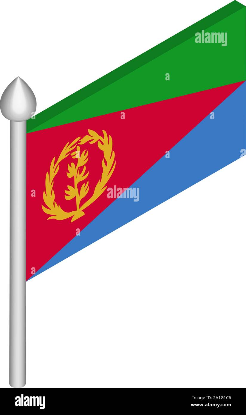 Isometric Illustration of Flagpole with Eritrea Flag Stock Vector Image & Art - Alamy