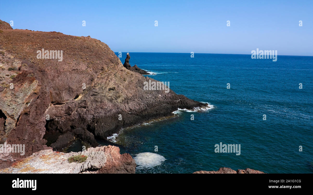 Cala Raja. In the background, finger coral. Littoral Natural Park of ...