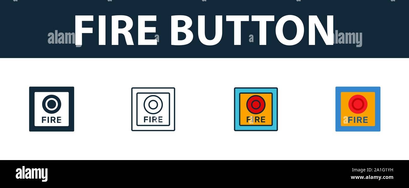 Fire Button icon set. Premium symbol in different styles from fire ...