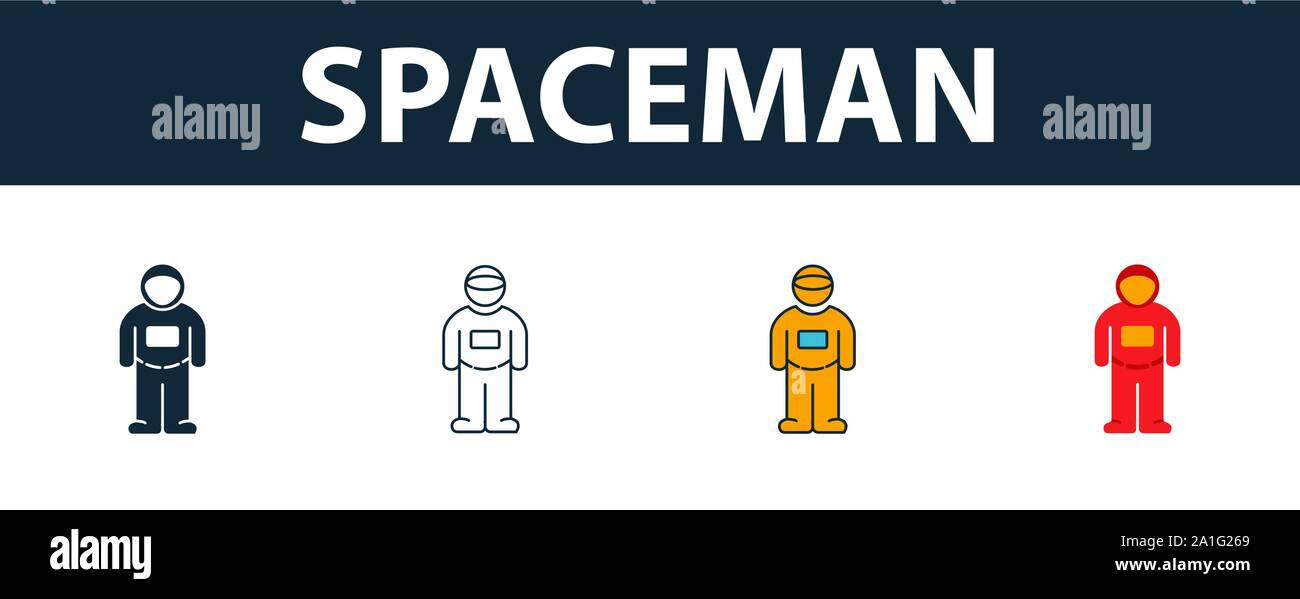 Spacemen icon set. Four simple symbols in diferent styles from space ...