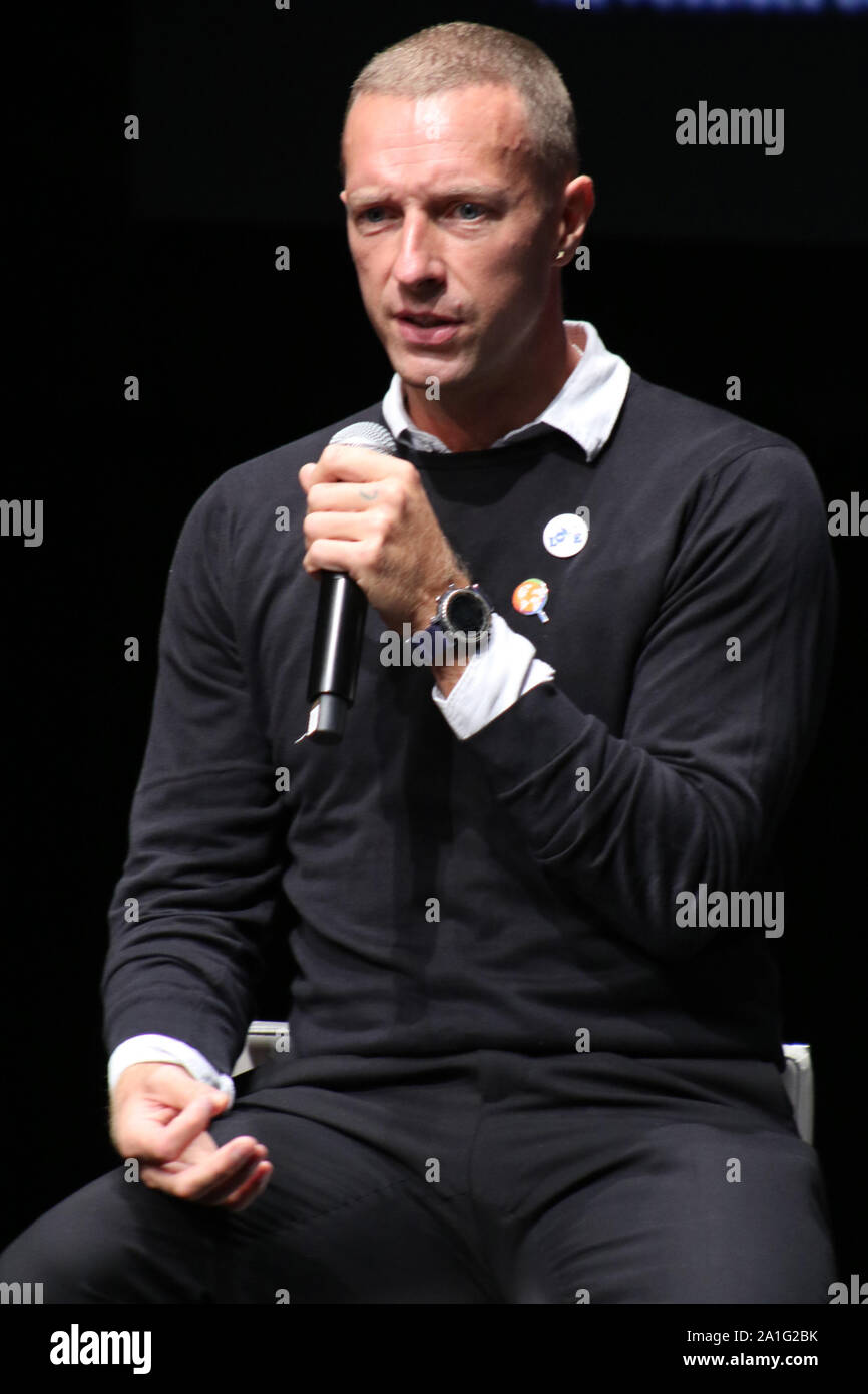 Brooklyn, NY, USA. 26th Sep, 2019. Chris Martin at the Global Citizen ...