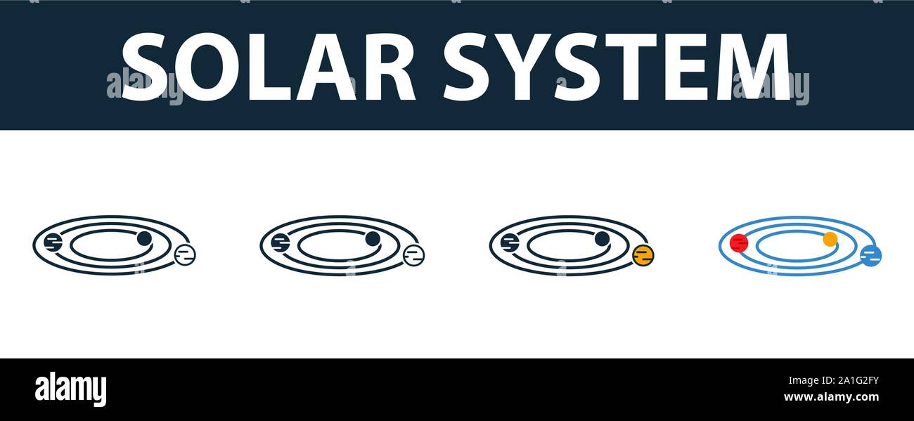 Solar System icon set. Four simple symbols in diferent styles from ...